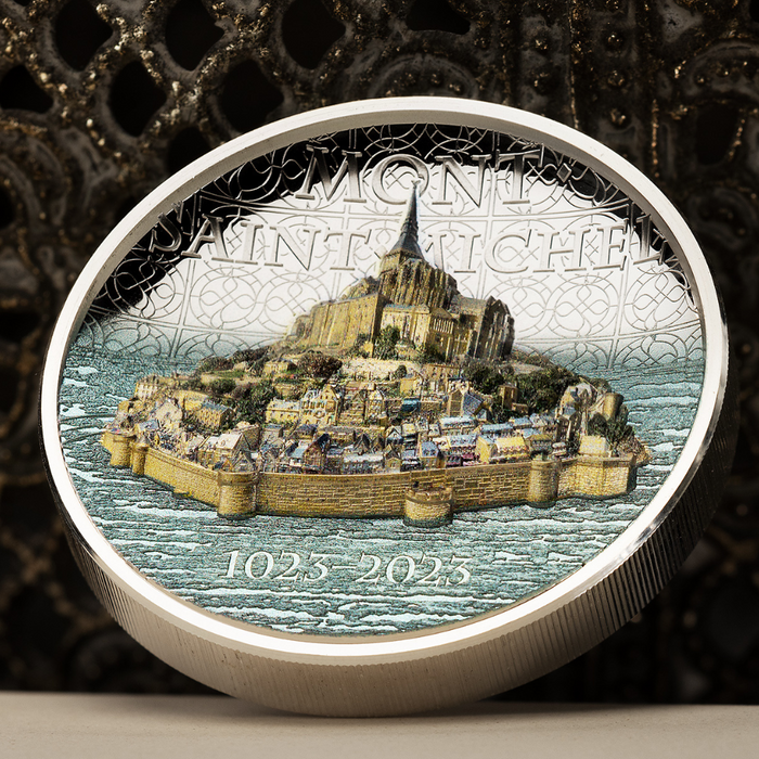 MONT SAINT MICHEL 5 Oz Silver Coin $25 Cook Islands 2023 - CIT Coin ...