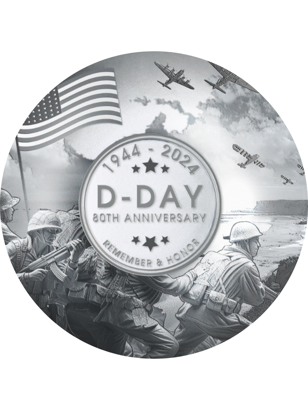 80TH ANNIVERSARY OF D-DAY 50g Silver Coin $5 Solomon Islands 2024 - MDM ...
