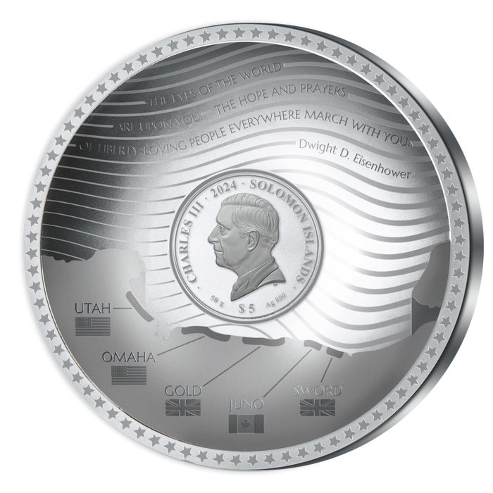 80TH ANNIVERSARY OF D-DAY 50g Silver Coin $5 Solomon Islands 2024 - MDM