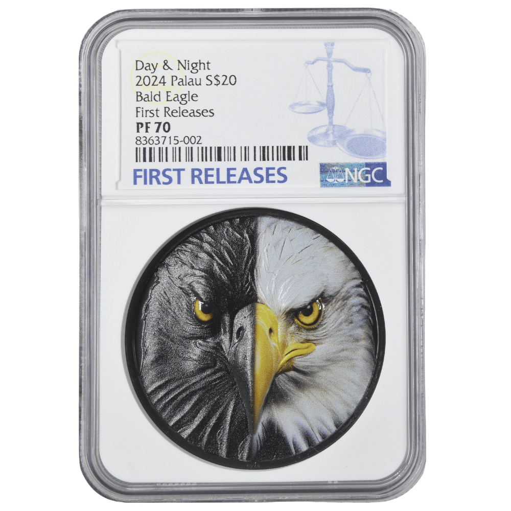 Bald Eagle Day and Night 3 Oz Silver Coin - First Releases PF 70 (NCG ...