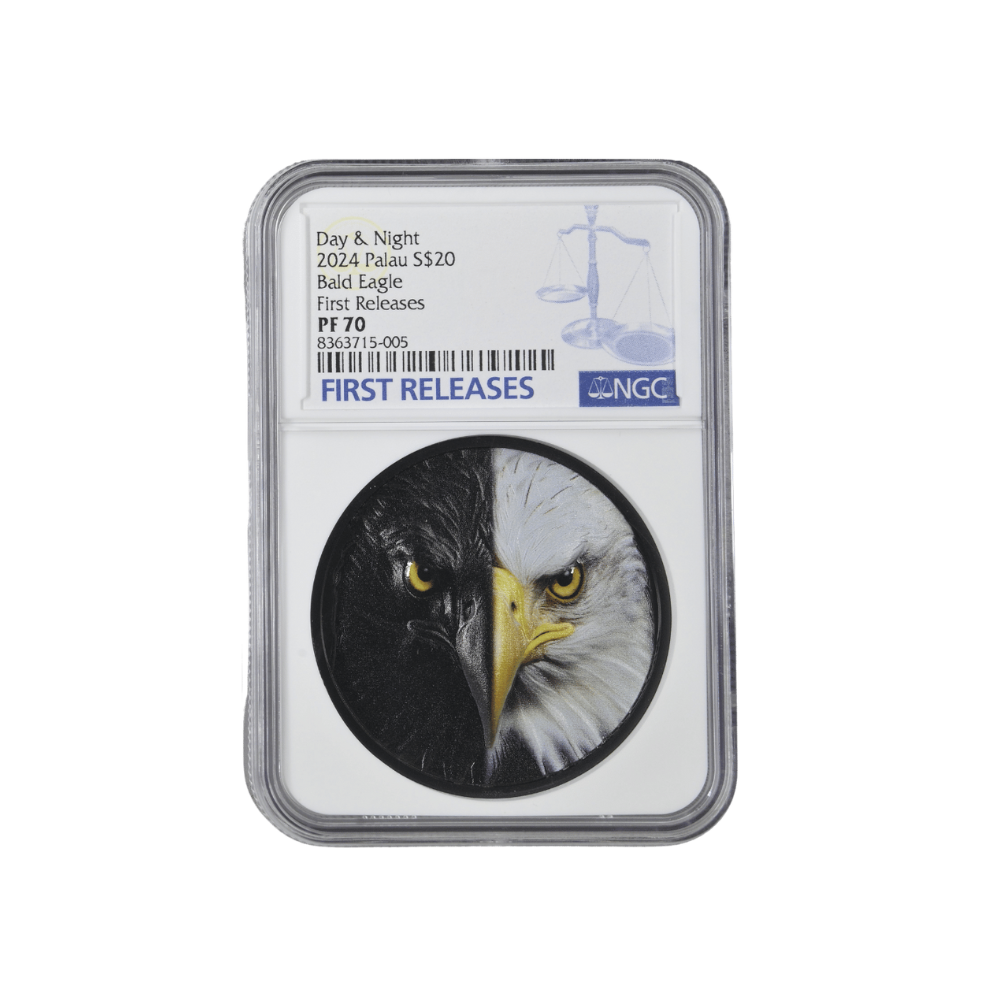 Bald Eagle Day and Night 3 Oz Silver Coin - First Releases PF 70 (NCG ...
