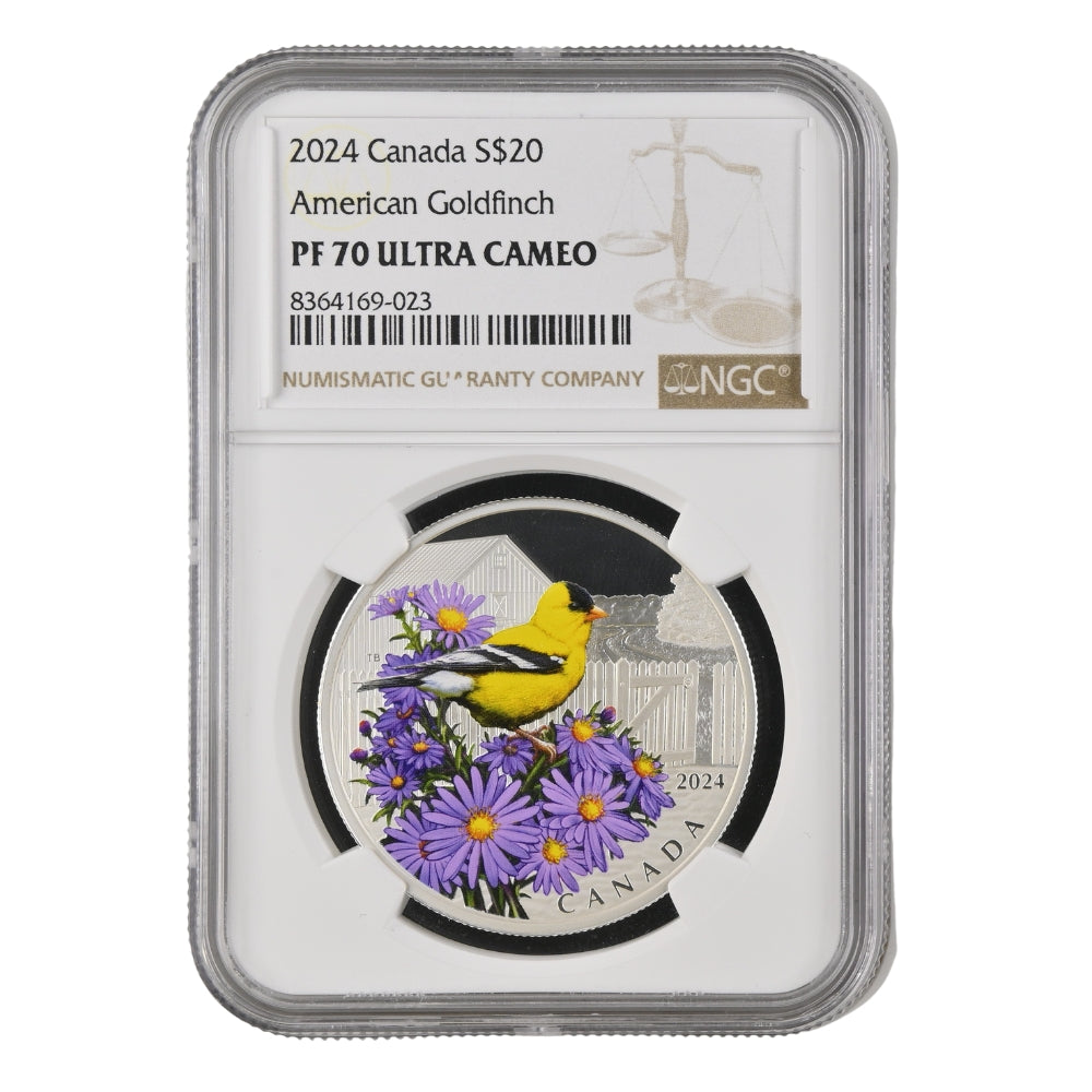 Colourful Birds: American Goldfinch 1 Oz Fine Silver Coin - PF 70 ULTRA ...