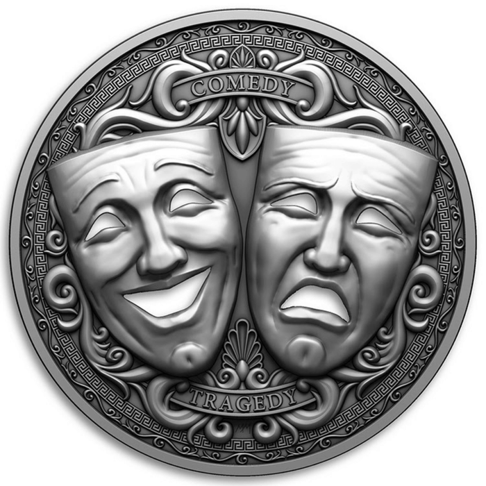 Comedy & Tragedy 3D Holed Mask 2 Oz Silver Coin 2025 - Art Mint