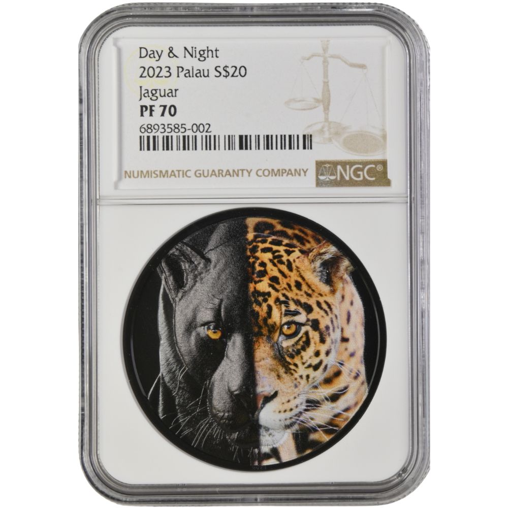 Day and Night JAGUAR 3 Oz Silver Coin $20 Palau 2023- NGC Graded PF 70 ...