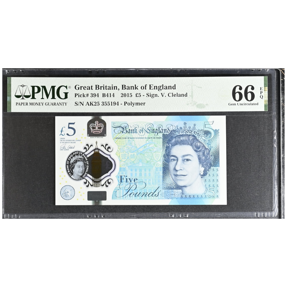 Great Britain 5 Pounds 2015 Pick 394 Gem UNC 66 EPQ - Banknote