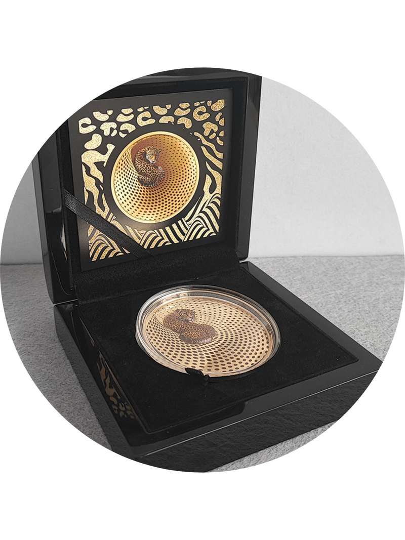 LEOPARD Camouflage of Nature Gilded 5 Oz Silver Coin $20 Palau 2024 ...