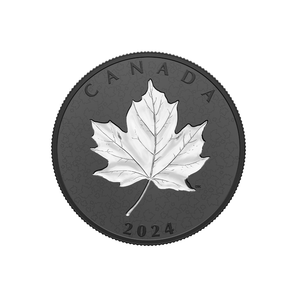 MAPLE LEAF Black Rhodium Plating 5 Oz Silver Coin $50 Canada 2024 ...