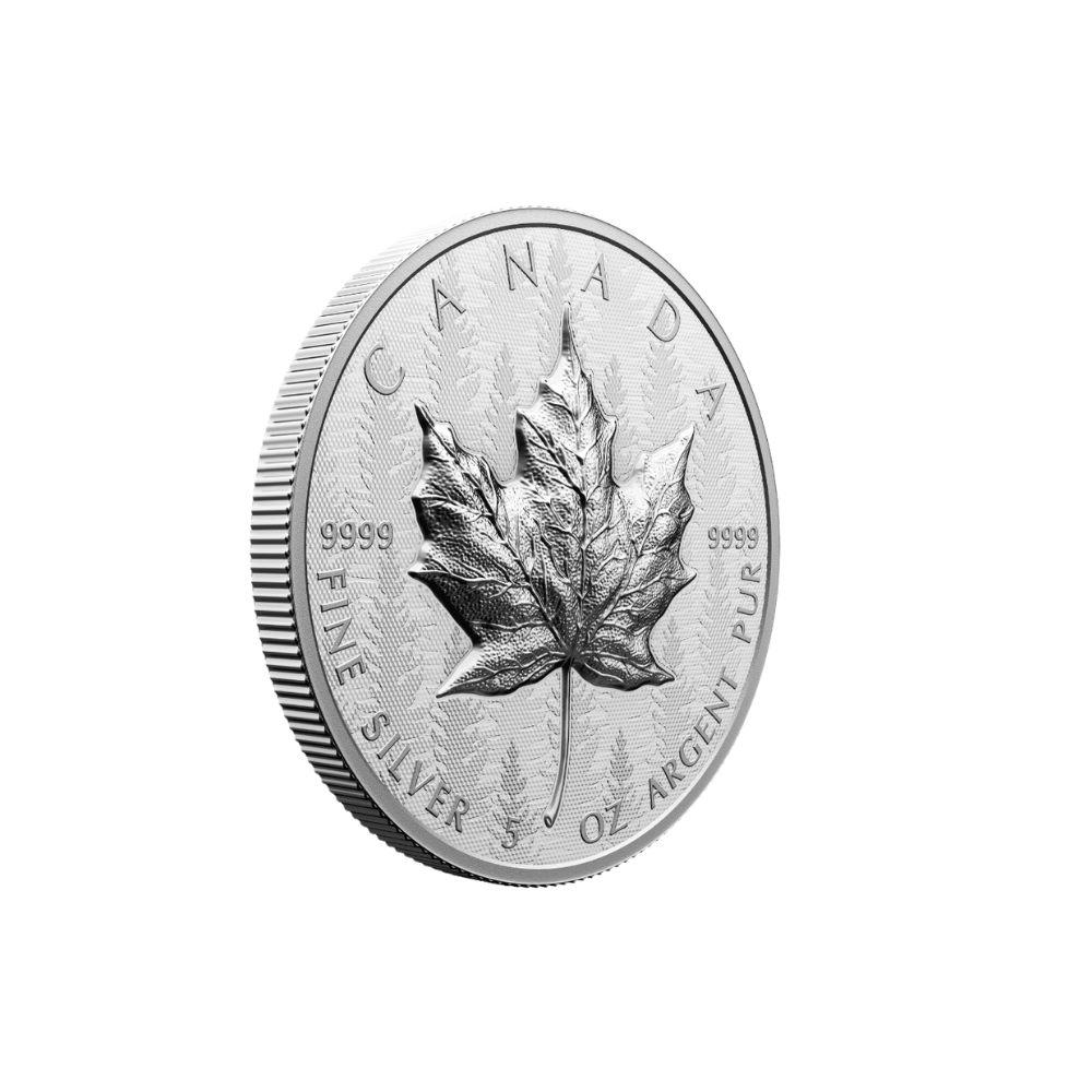 MAPLE LEAF Ultra High Relief 5 Oz Silver Coin $50 Canada 2024 - Royal ...
