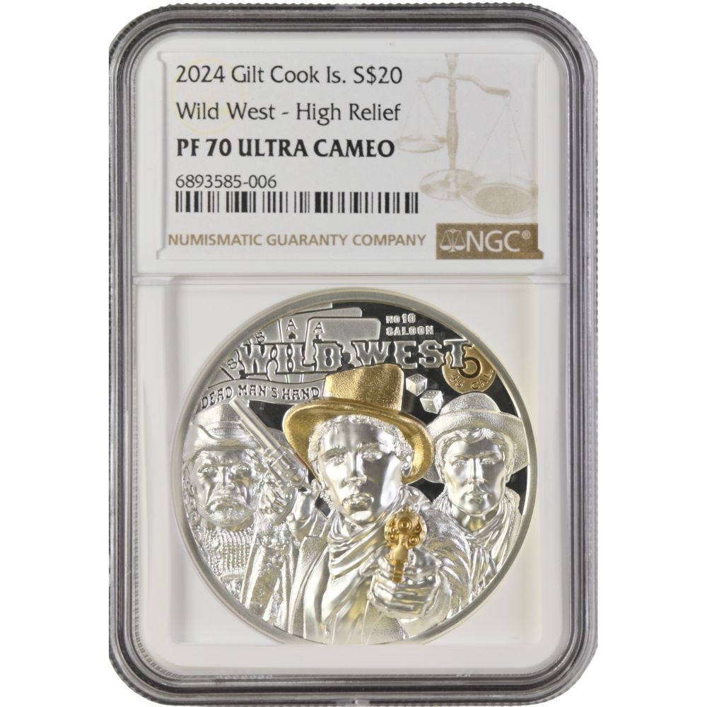 WILD WEST Legends 3 Oz Silver Coin $20 Cook Islands 2024- NGC Graded PF ...