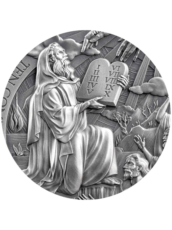 TEN COMMANDMENTS OF MOSES Bible Stories 2 Oz Silver Coin 2000 Francs ...