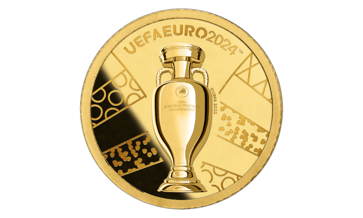 TROPHY UEFA Euro Cup Small Gold Coin $10 Solomon Islands 2024 - MDM