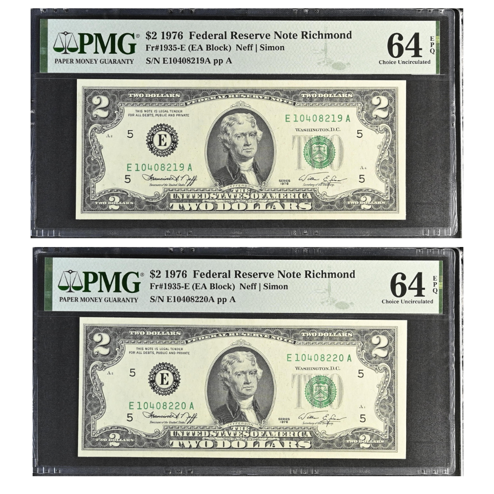 United States 2 Dollars 1976 Fr#1935-E Federal Reserve Note Richmond ...