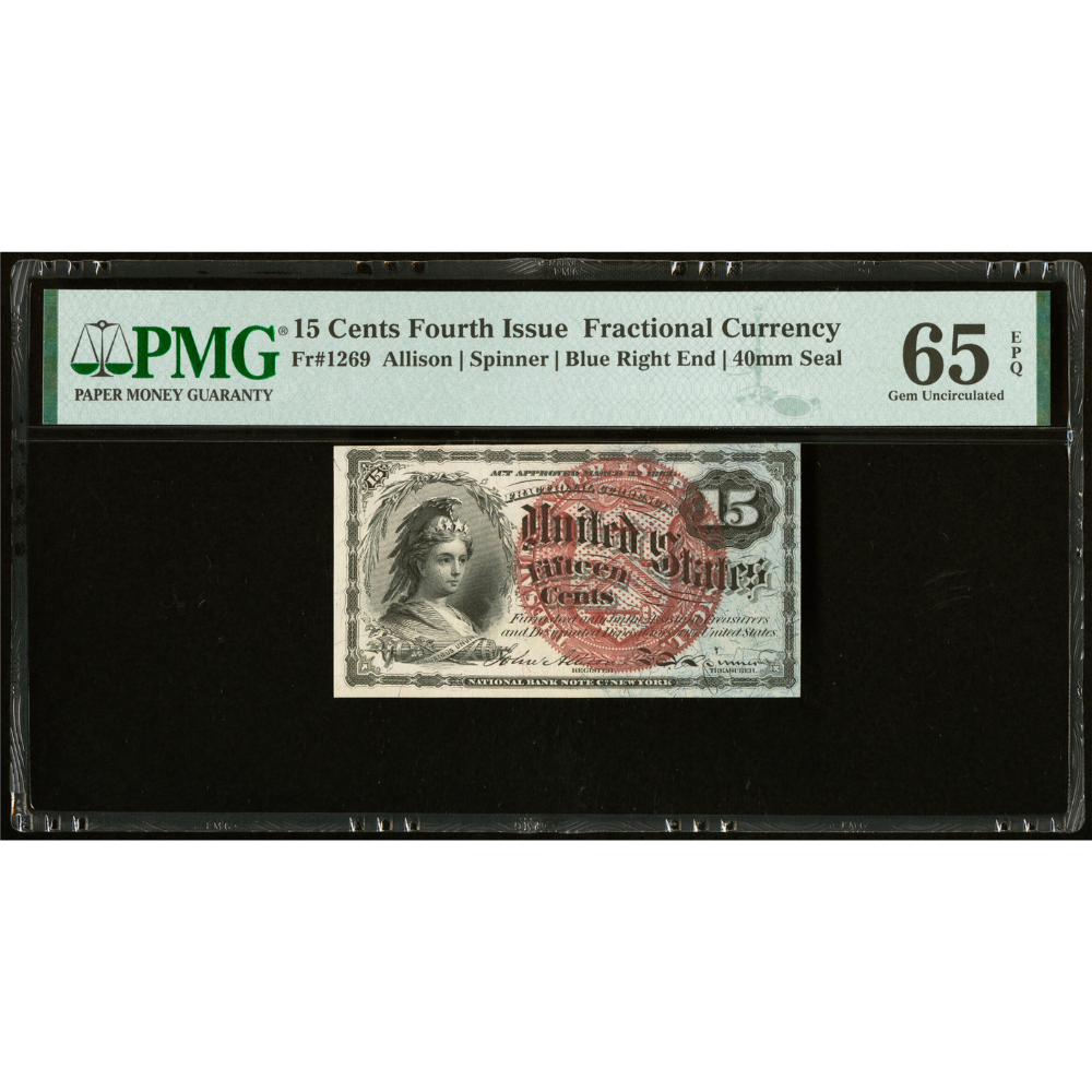 United States 15 Cents 1869 Fr#1269 Fractional Currency PMG 65 Gem UNC ...