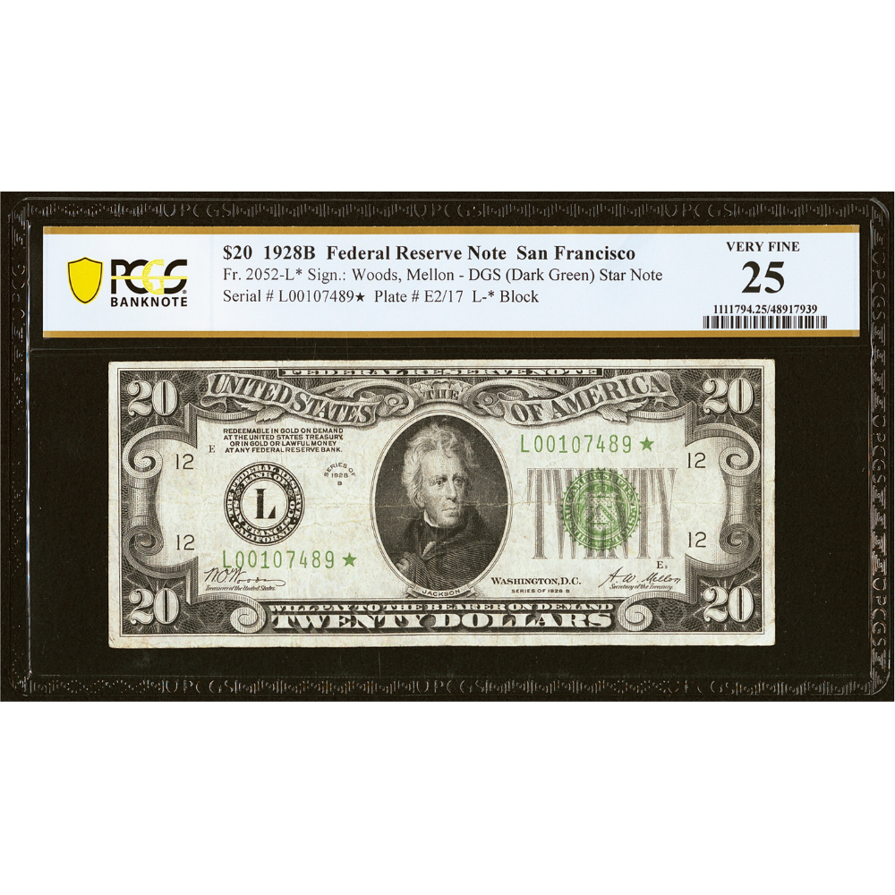 United States 20 Dollars 1928B Fr#2052-L Star Note PCGS 25 Very Fine ...