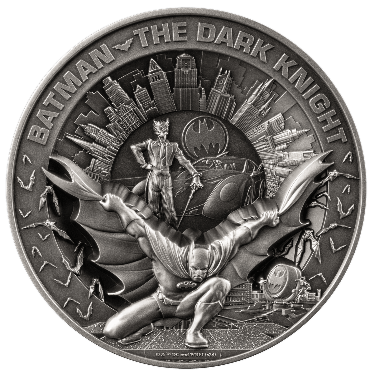 BATMAN The Dark Night 10 Oz Silver Coin $10 Barbados 2024 - MDM