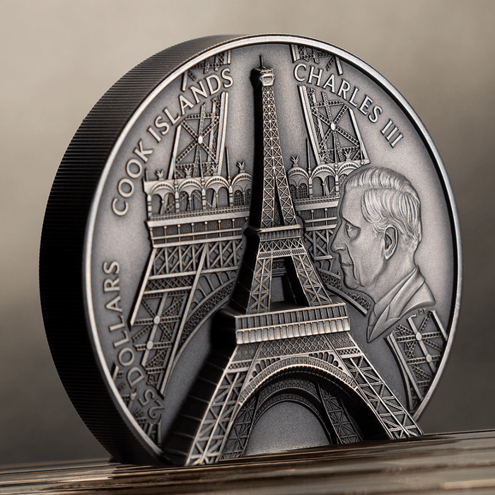 EIFFEL TOWER Historical Monuments 5 Oz Silver Coin $25 Cook Islands ...