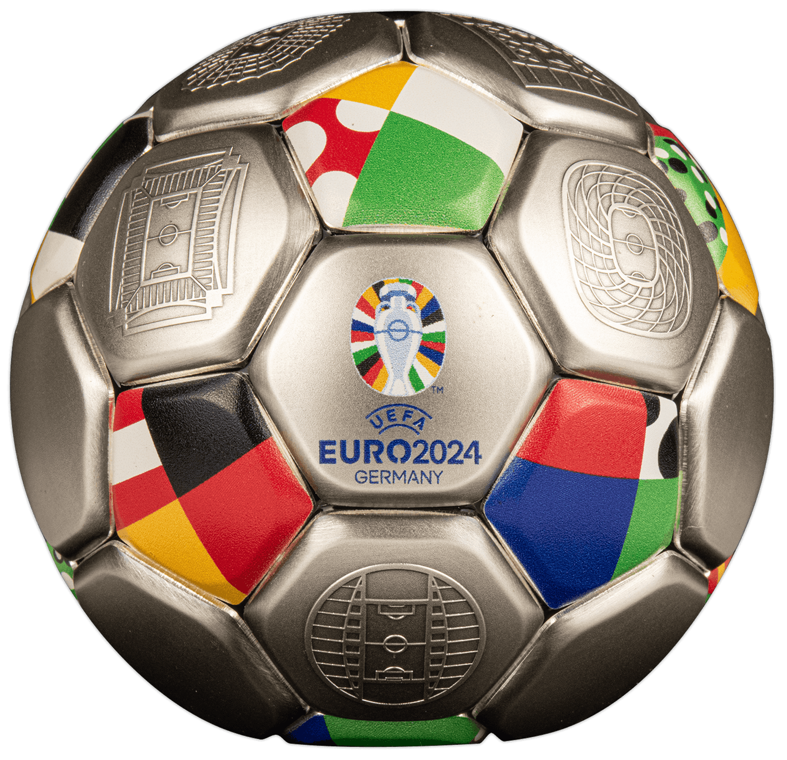FOOTBALL UEFA EURO Spherical 3 Oz Silver Coin $10 Solomon Islands 2024 ...
