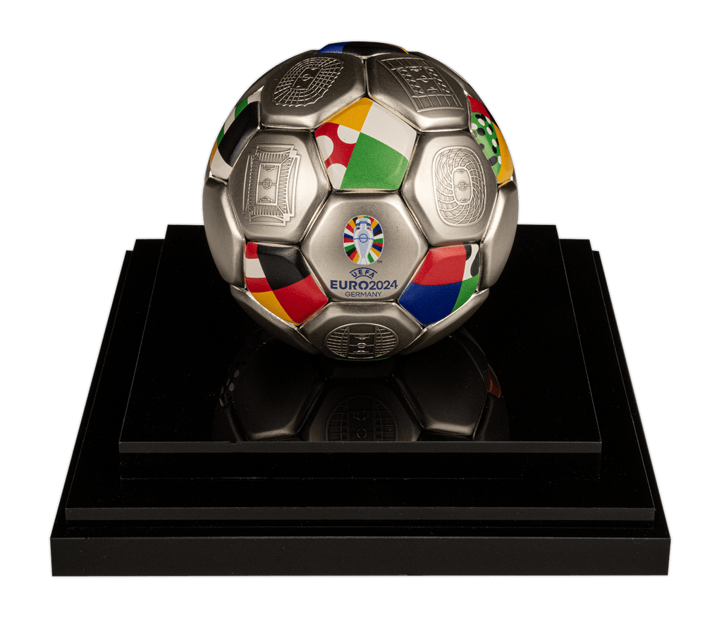FOOTBALL UEFA EURO Spherical 3 Oz Silver Coin $10 Solomon Islands 2024 ...