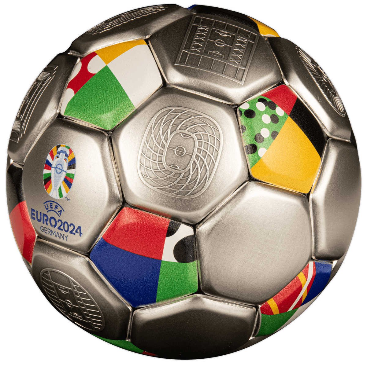 FOOTBALL UEFA EURO Spherical 3 Oz Silver Coin $10 Solomon Islands 2024 ...