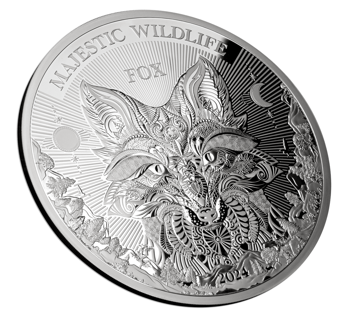 FOX Majestic Wildlife 1 Kg Kilo Silver Coin $25 Samoa 2024 - MDM