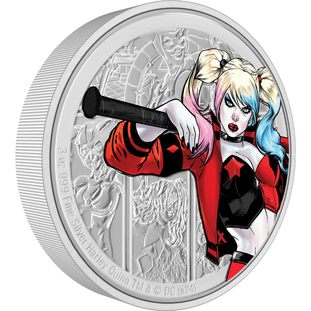 HARLEY QUINN DC Villains 3 Oz Silver Coin 10$ Niue 2024 - Agoro By New ...