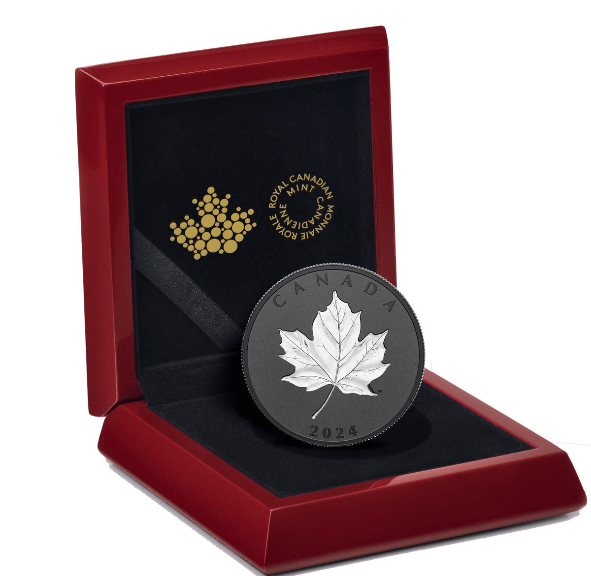 MAPLE LEAF Black Rhodium Plating 5 Oz Silver Coin $50 Canada 2024 ...