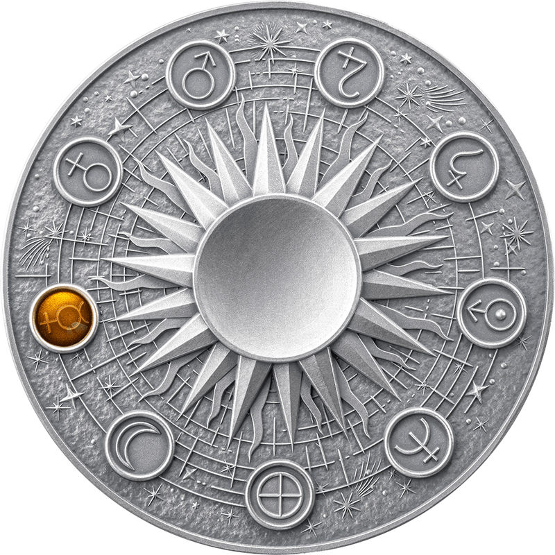 MERCURY Solar System 2 Oz Silver Coin 10 Cedis Ghana 2024 - Mint XXI
