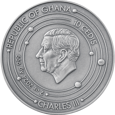 MERCURY Solar System 2 Oz Silver Coin 10 Cedis Ghana 2024 - Mint XXI