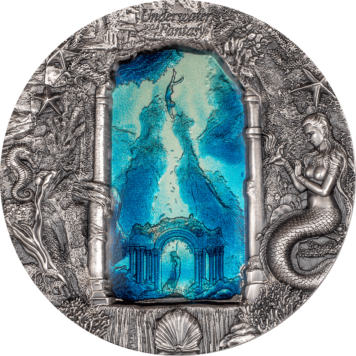 MERMAIDS Underwater Fantasy 3 Oz Silver Coin $20 Palau 2024 - CIT Coin ...