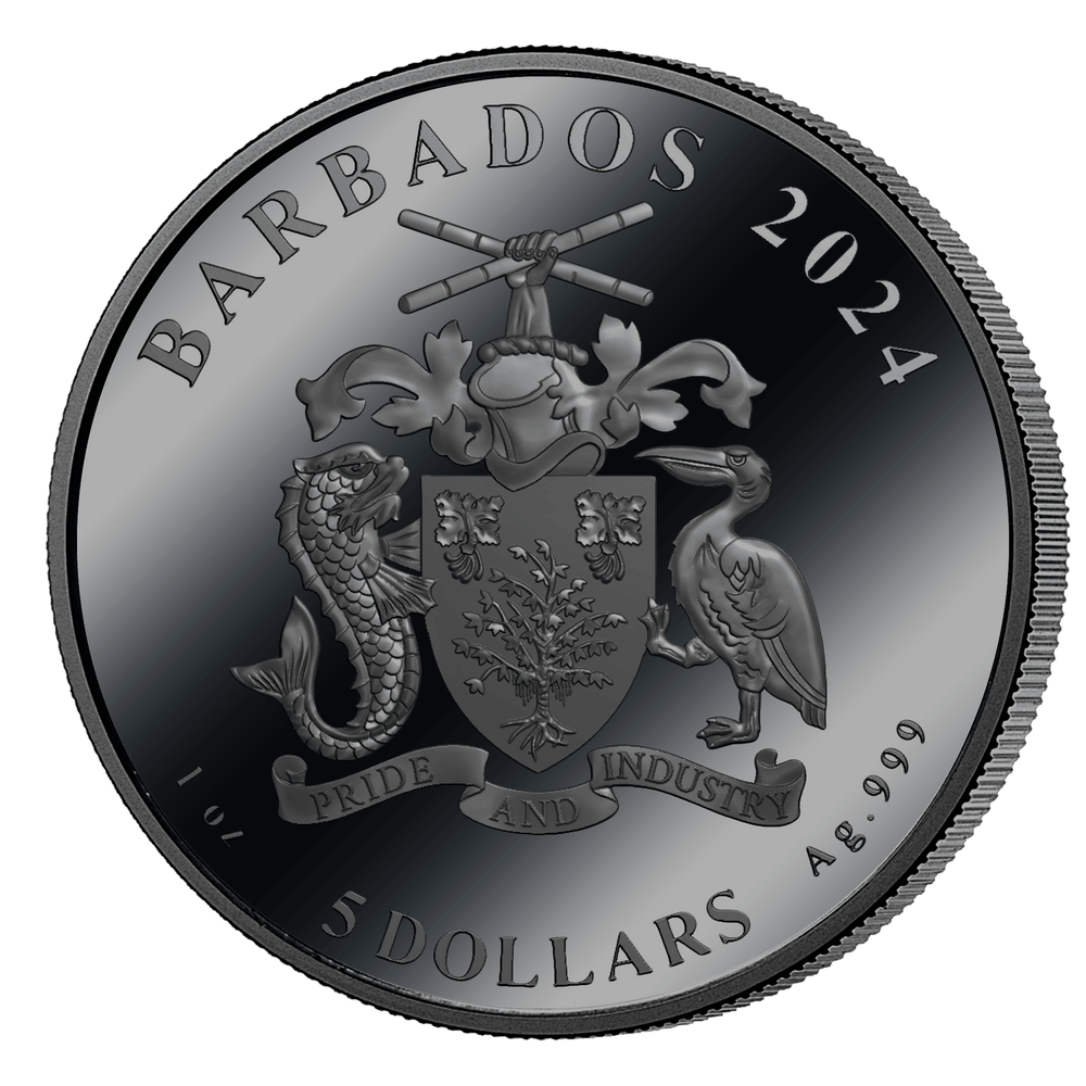 MOON LANDING Astronaut 55th Anniversary 1 Oz Silver Coin $5 Barbados ...
