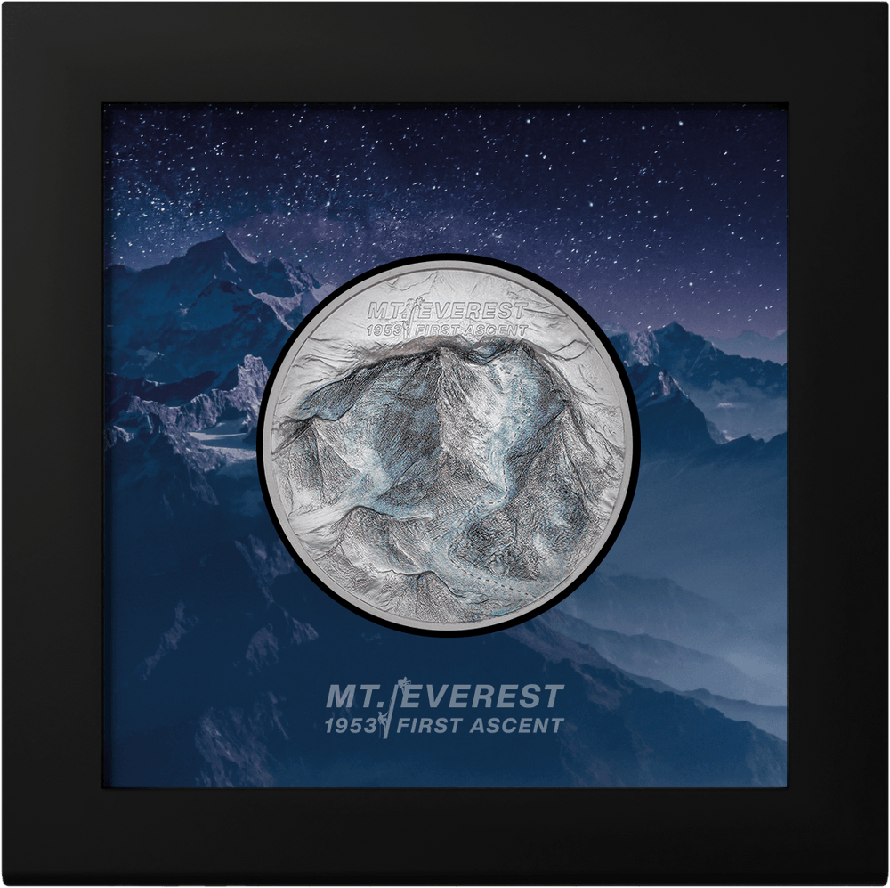 MOUNT EVEREST First Ascent 2 Oz Silver Coin $10 Cook Islands 2023 - CIT ...