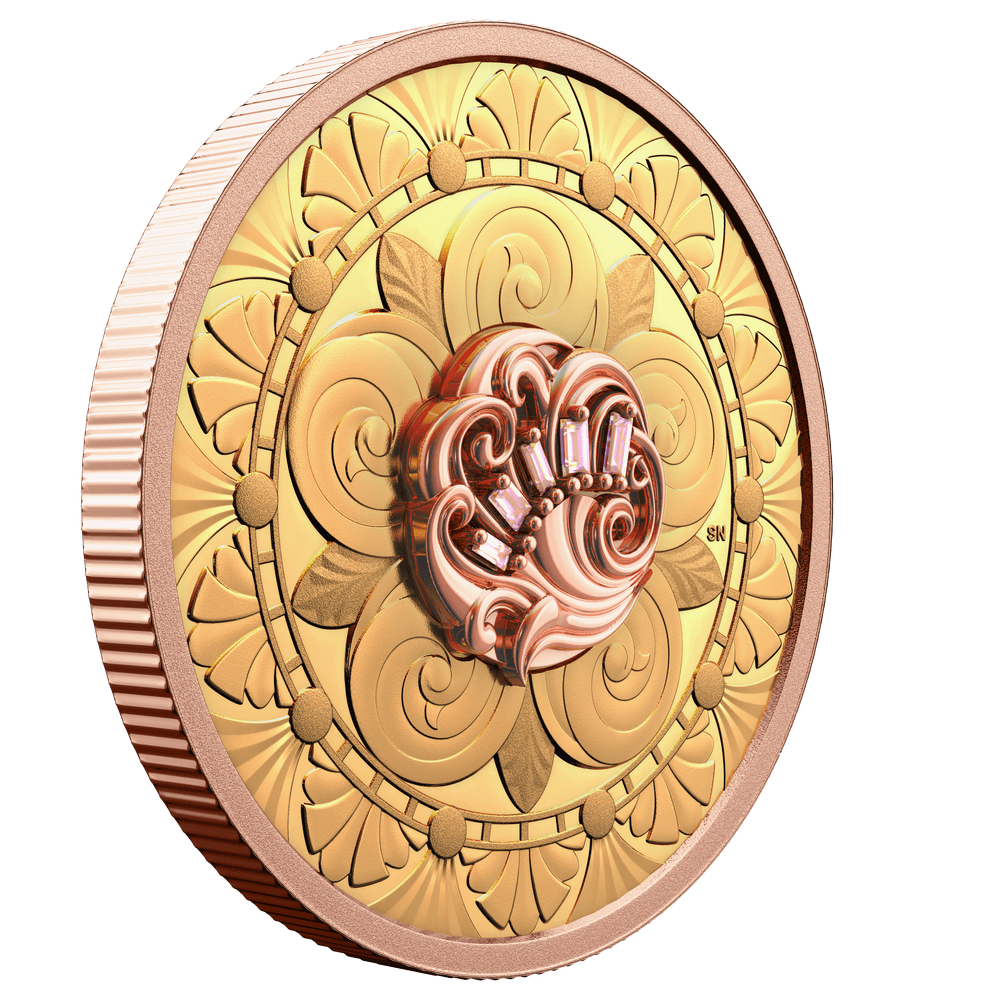 OPULENCE Treasure 1 Oz Pure Gold Pink Diamond Coin $200 Canada - Royal ...