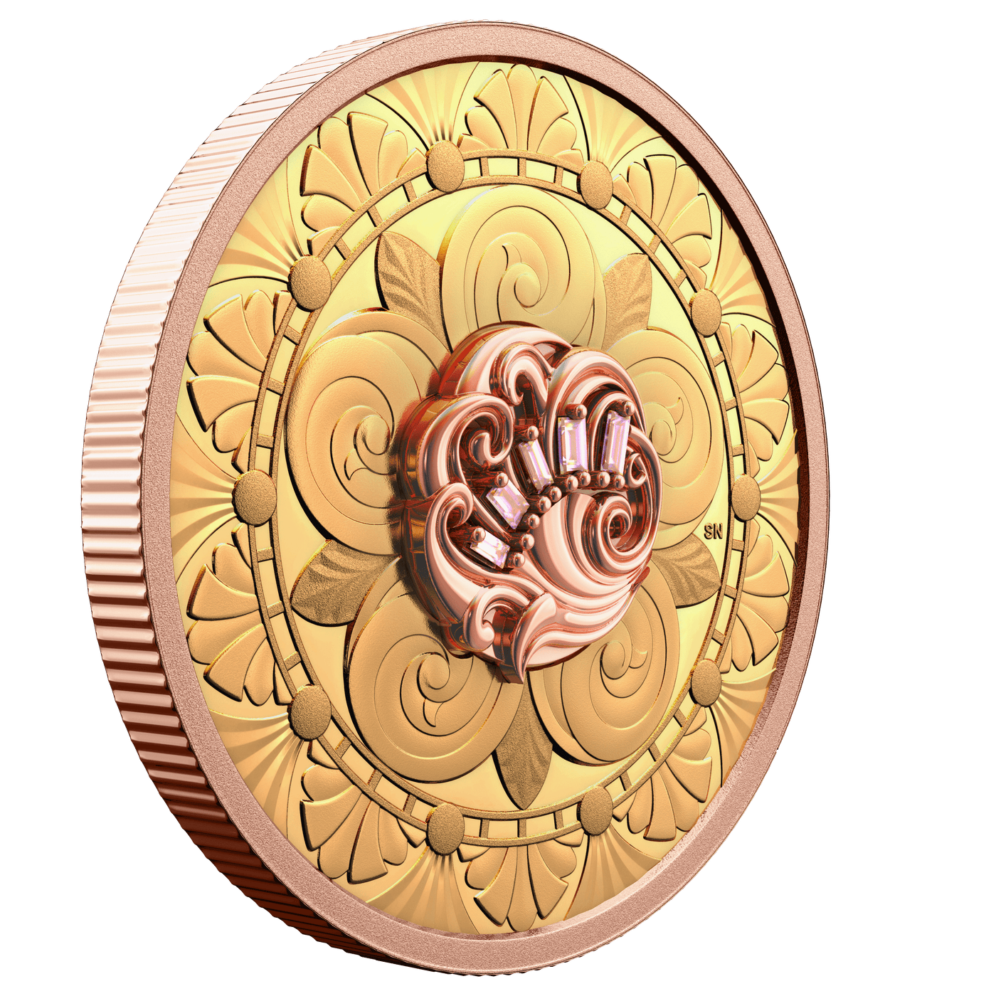 OPULENCE Treasure 1 Oz Pure Gold Pink Diamond Coin $200 Canada - Royal ...