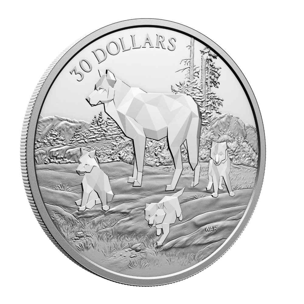 TIMBER WOLVES Multifaceted Animals 2 Oz Silver Coin $30 Canada 2024 ...