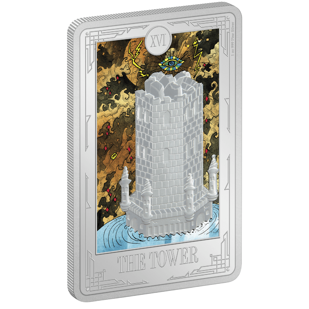 TOWER Tarot Cards 1 Oz Silver Coin $2 Niue 2024 - Agoro By New Zealand Mint