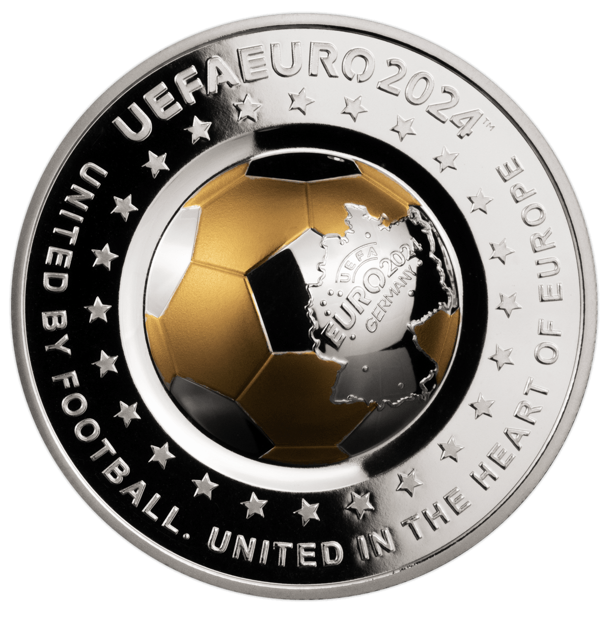 UEFA EURO Dome Shape Silver Coin 100 Tenge Kazakhstan 2024 - MDM