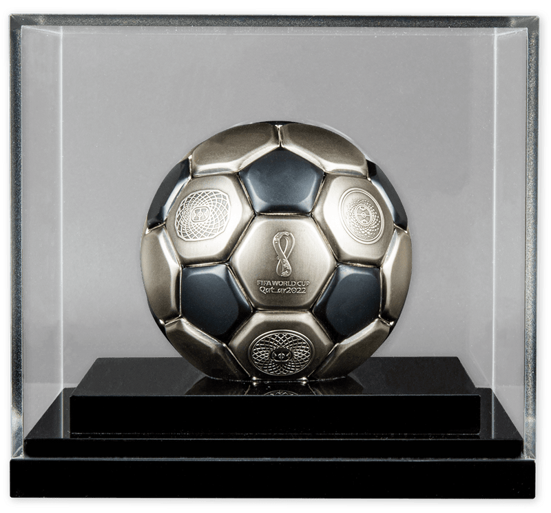 FIFA FOOTBALL IN QATAR SPHERICAL World Cup 3 Oz Silver Coin $10 Solomon ...