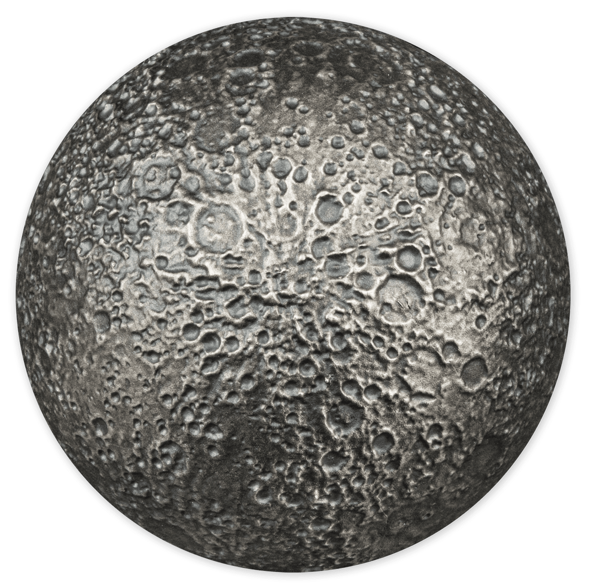 MOON SPHERICAL 3D Planet 3 Oz Silver Coin $5 Barbados 2023 - MDM